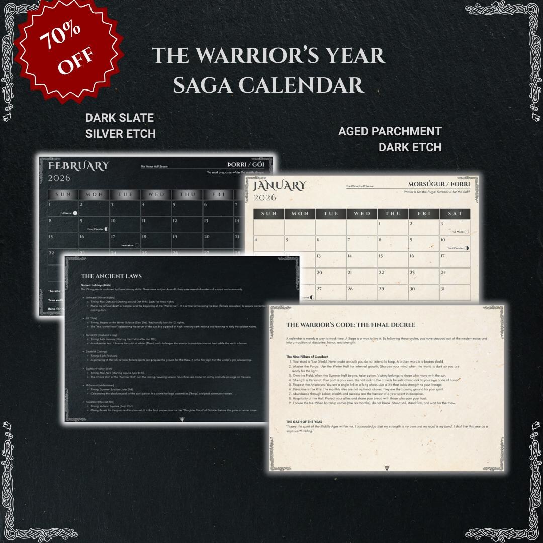 Viking Calendar 2026 | Night Raider Edition | Old Norse Moon Phases ...