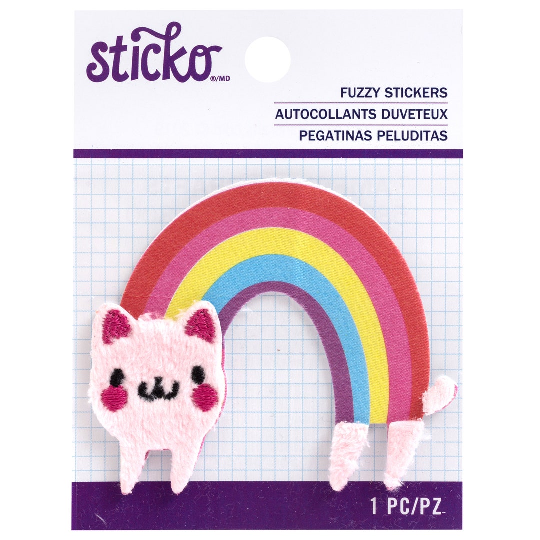 Sticko Fuzzy Stickers - Rainbow Cat -- MSRP 4.00 - Etsy