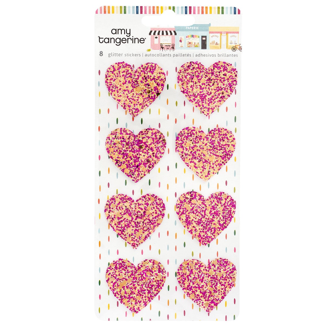 Amy Tangerine Slice of Life Glitter Heart Stickers -- MSRP 4.00 - Etsy
