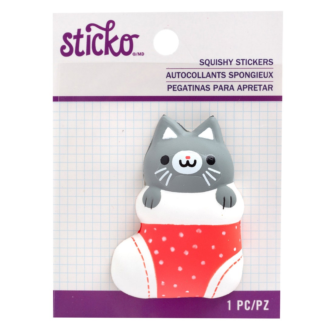 Sticko Squishy Stickers Stocking Cat Christmas Squishy Sticker MSRP 4. ...