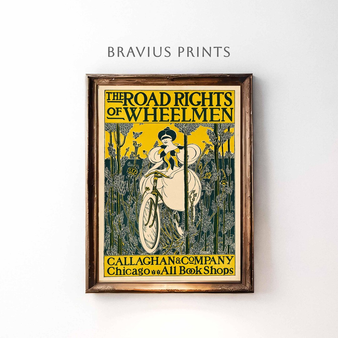 Road Rights of Wheelmen Poster, Vintage Bicycle Art Nouveau Print ...