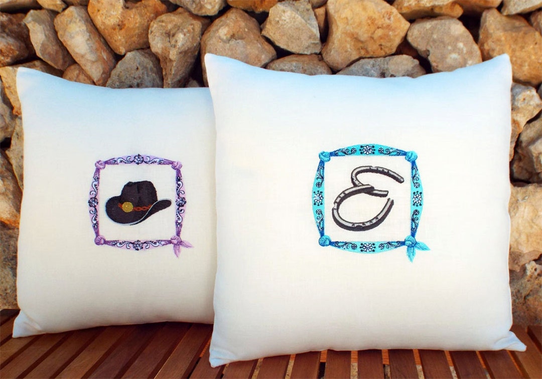 Cowboy Hat Bandana Horseshoe Bandana Beynce Linen Pillow Western ...