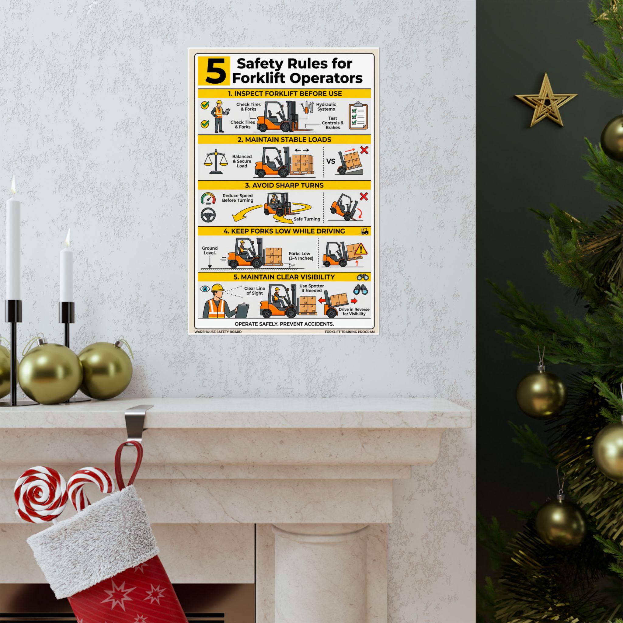 Forklift Safety Rules Poster | Operator Training Chart, Warehouse ...