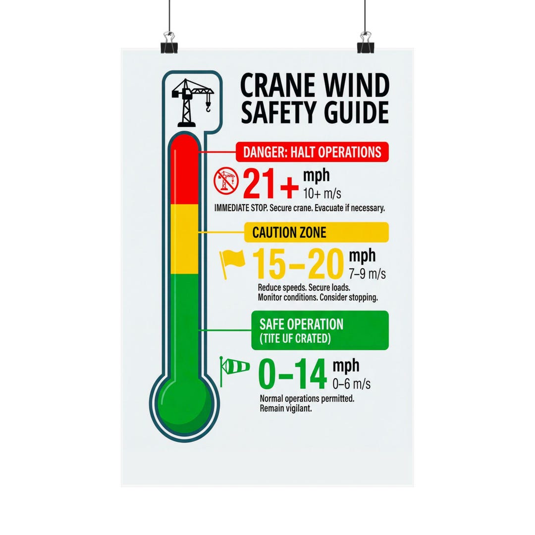 Crane Wind Safety Guide Poster | Construction Site Wind Speed Indicator ...