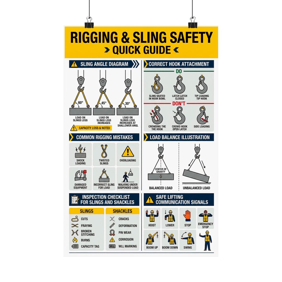 Rigging & Sling Safety Quick Guide Poster | Matte Vertical Poster - Etsy