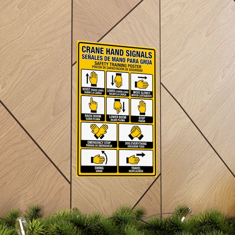 Crane Hand Signals Poster Matte Vertical Poster | Safety Training ...