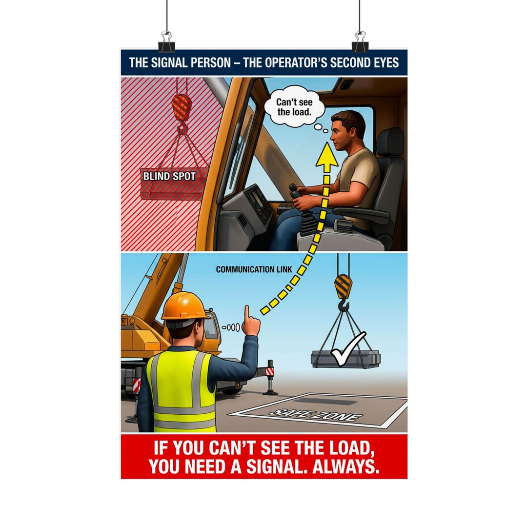 Signal Person Communication Poster | Crane Blind Spot Safety Chart ...