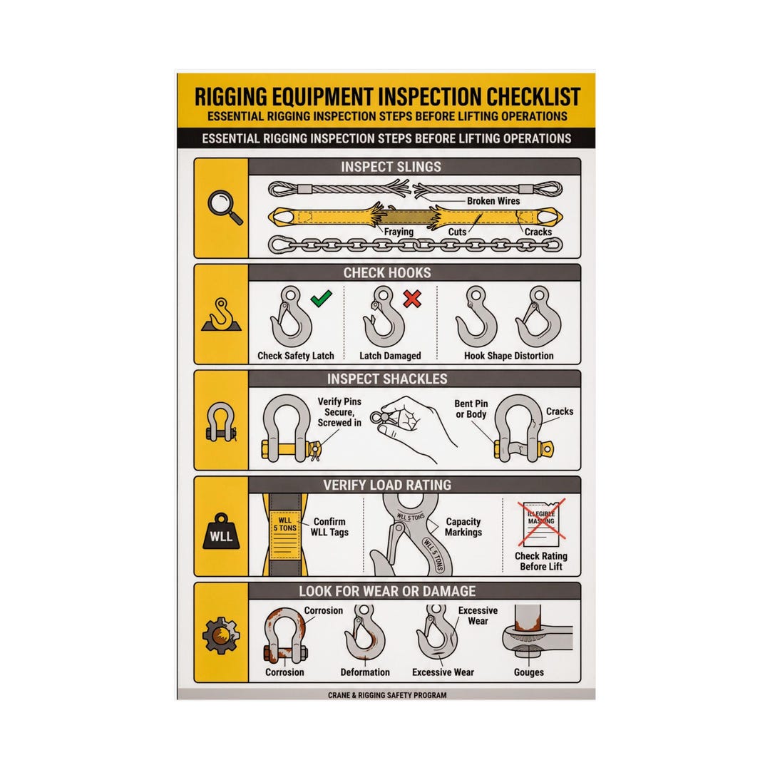 Rigging Equipment Inspection Checklist Poster | Crane Lifting Safety ...
