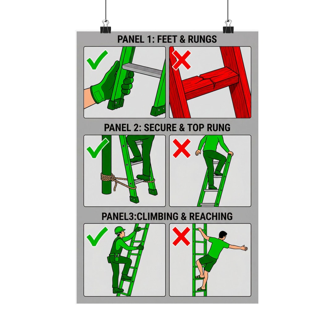 Ladder Safety Instruction Poster | OSHA Workplace Visual Guide - Etsy