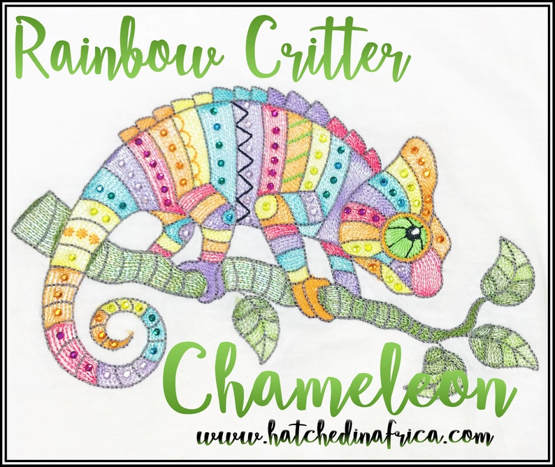 Rainbow Critter - Chameleon | Single Machine Embroidery Design - Etsy