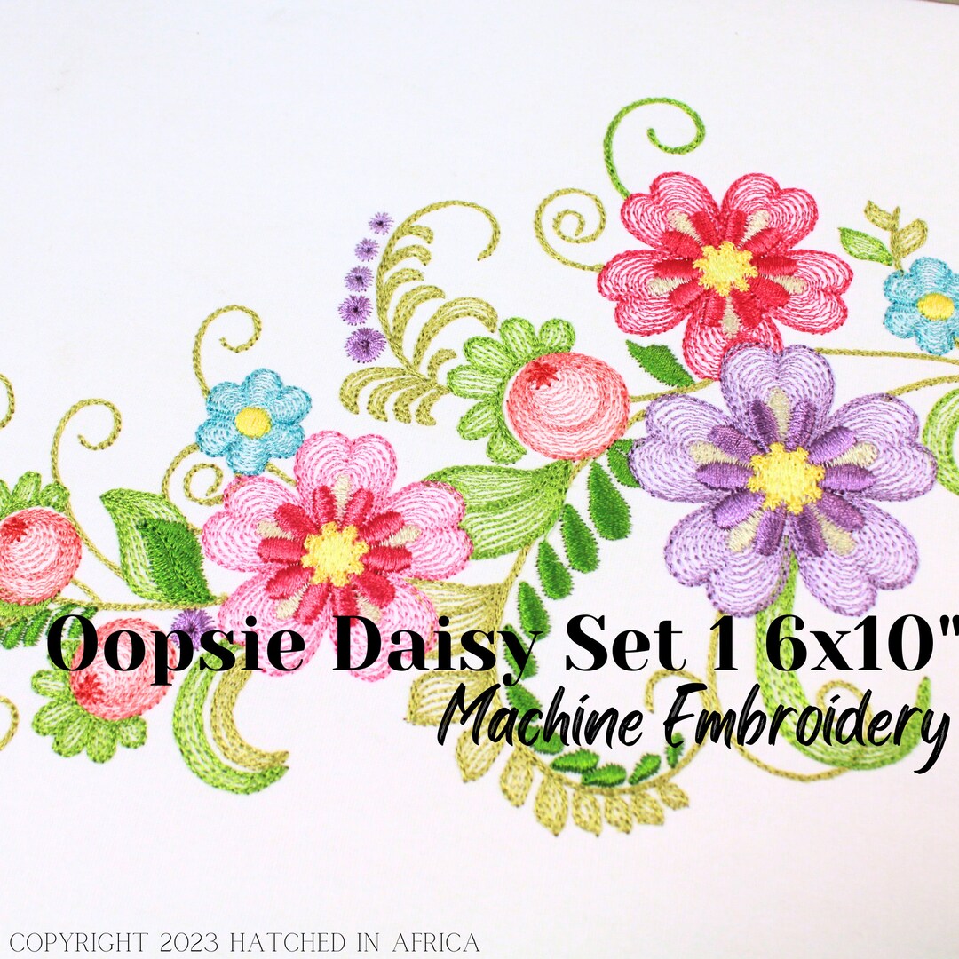 Oopsie Daisy Set 1 6x10 - Set of 7 Machine Embroidery Designs - Etsy