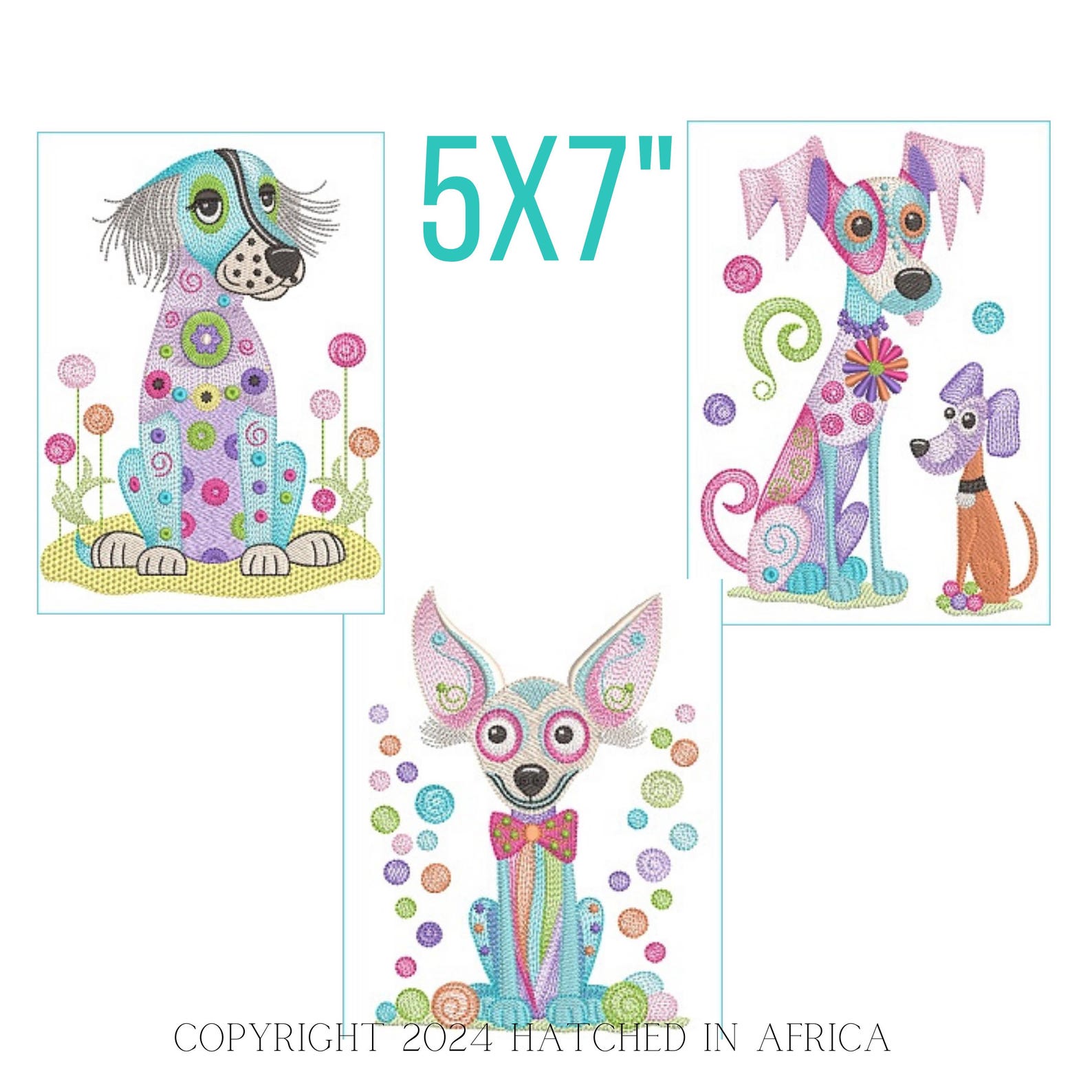 Razzle Dazzle Mutts Set 1 | Machine Embroidery Designs - Etsy
