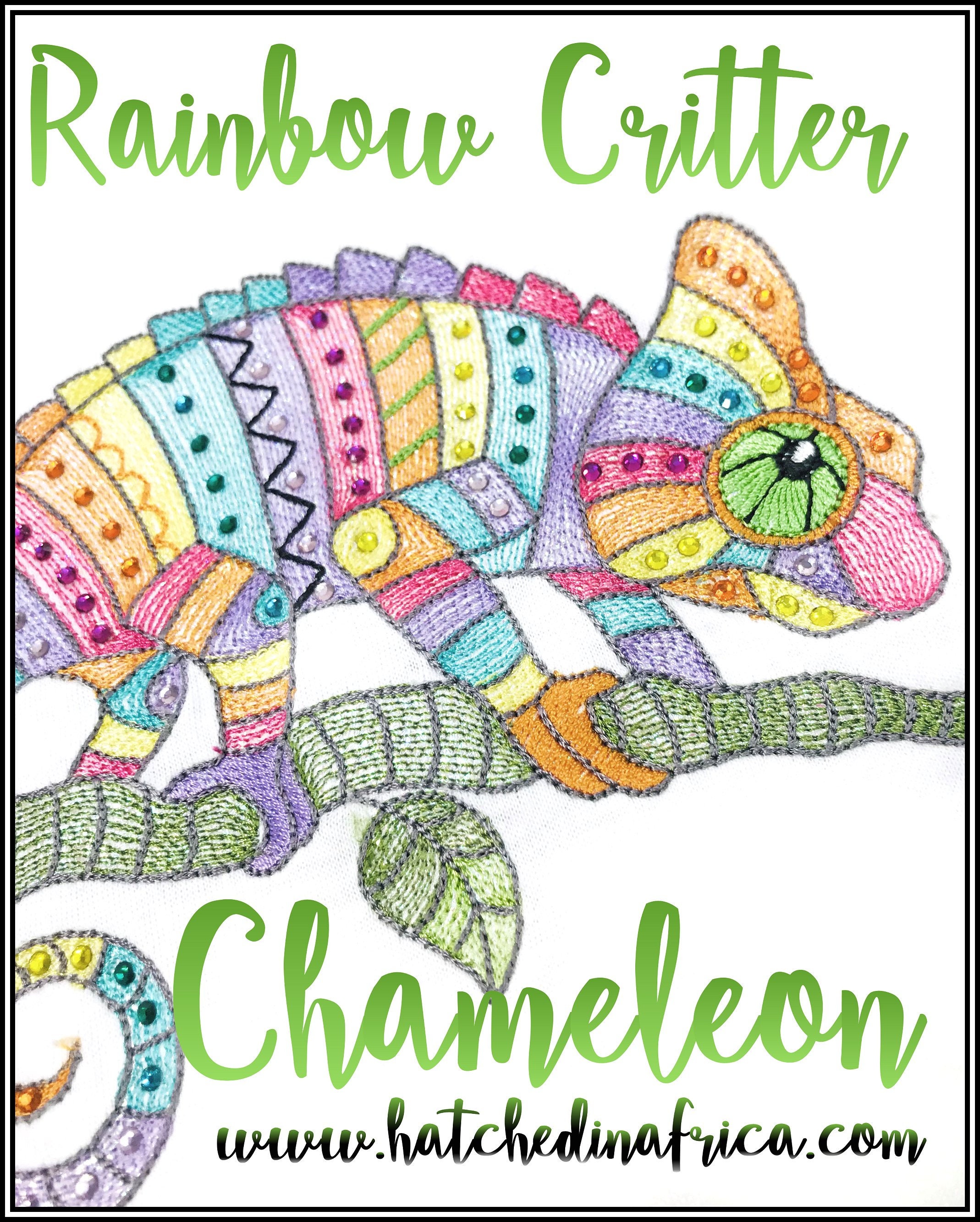 Rainbow Critter Chameleon Single Machine Embroidery Design - Etsy