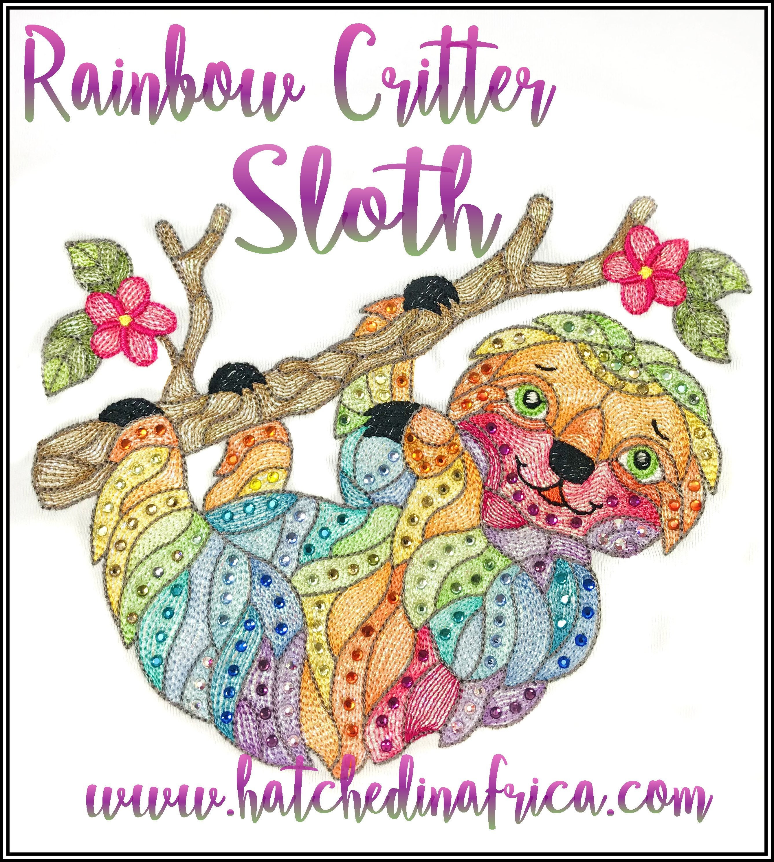 Rainbow Critter - Sloth | Single Machine Embroidery Design - Etsy