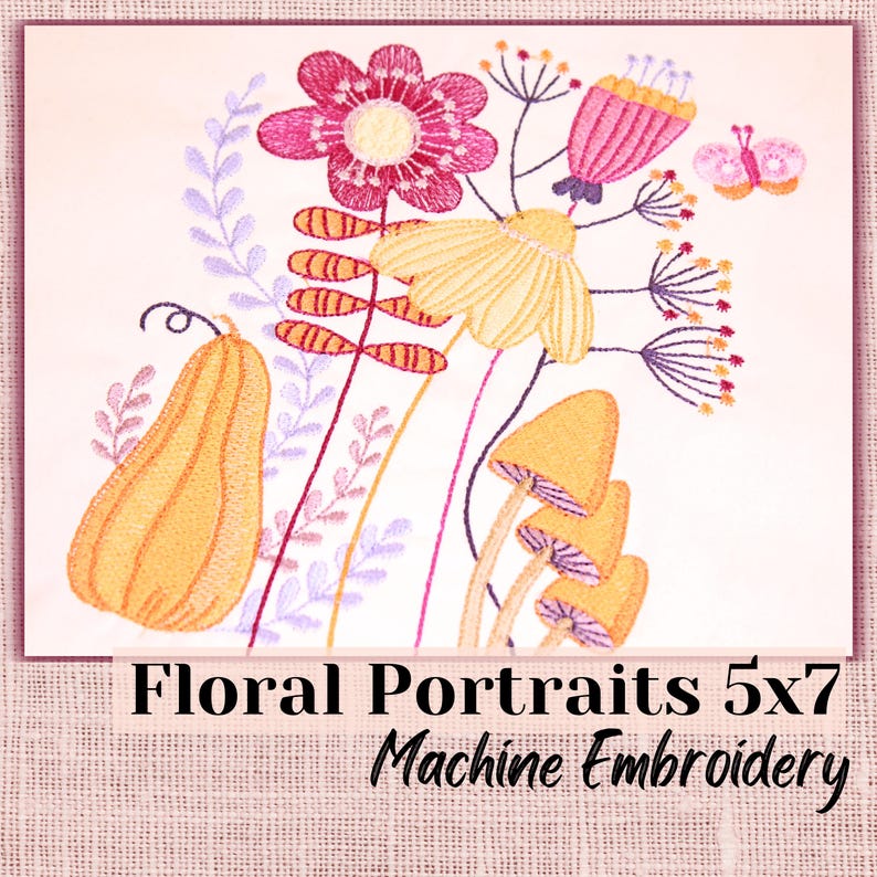 Floral Portraits 5x7 | Machine Embroidery Designs - Etsy