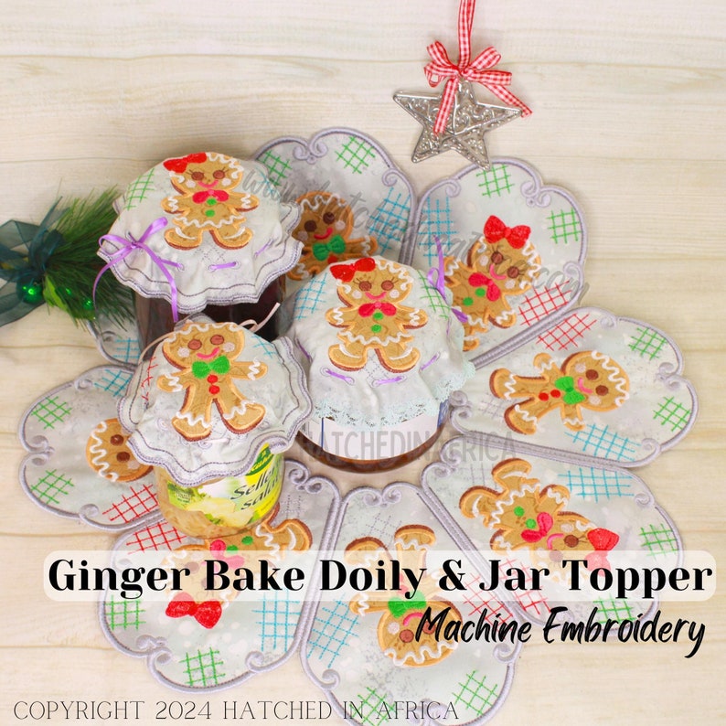 Ginger Bake Doily & Jar Topper | Machine Embroidery - Etsy
