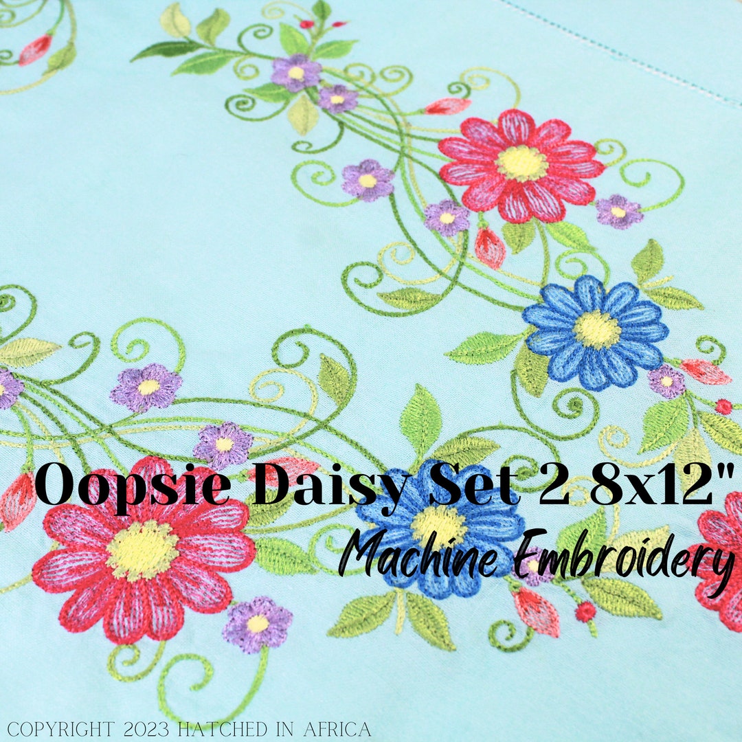 Oopsie Daisy Set 2 8x12 - Set of Machine Embroidery Designs - Etsy
