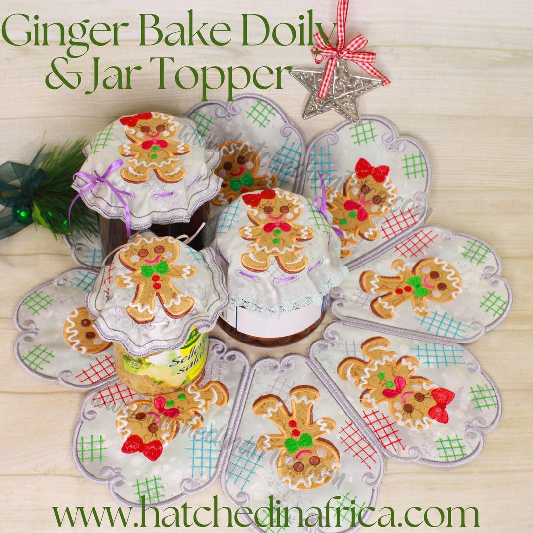 Ginger Bake Doily & Jar Topper Machine Embroidery - Etsy