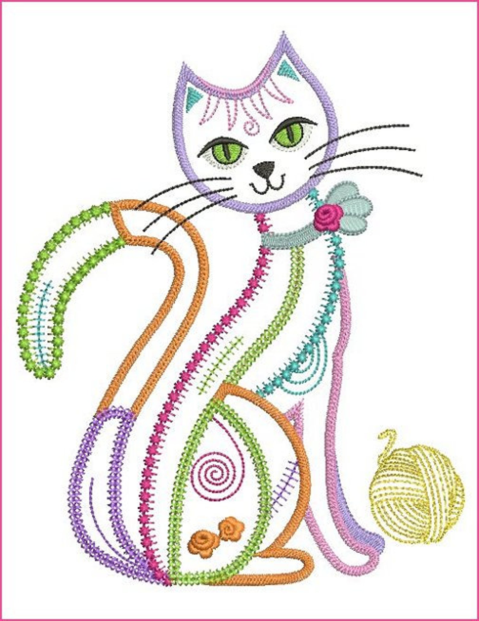 Aristocat Grace Cat Applique | Single Machine Embroidery Design - Etsy