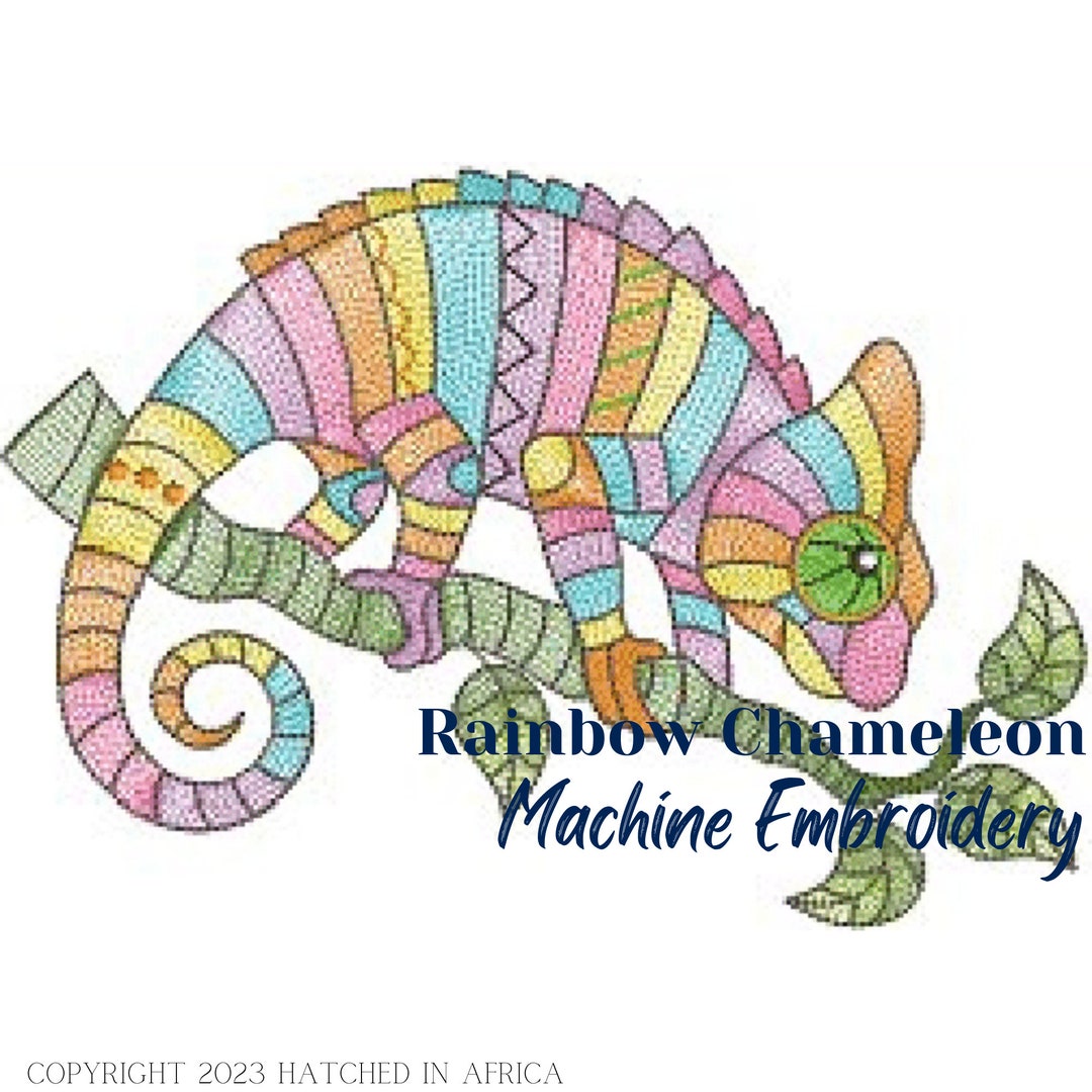 Rainbow Critter - Chameleon | Single Machine Embroidery Design - Etsy