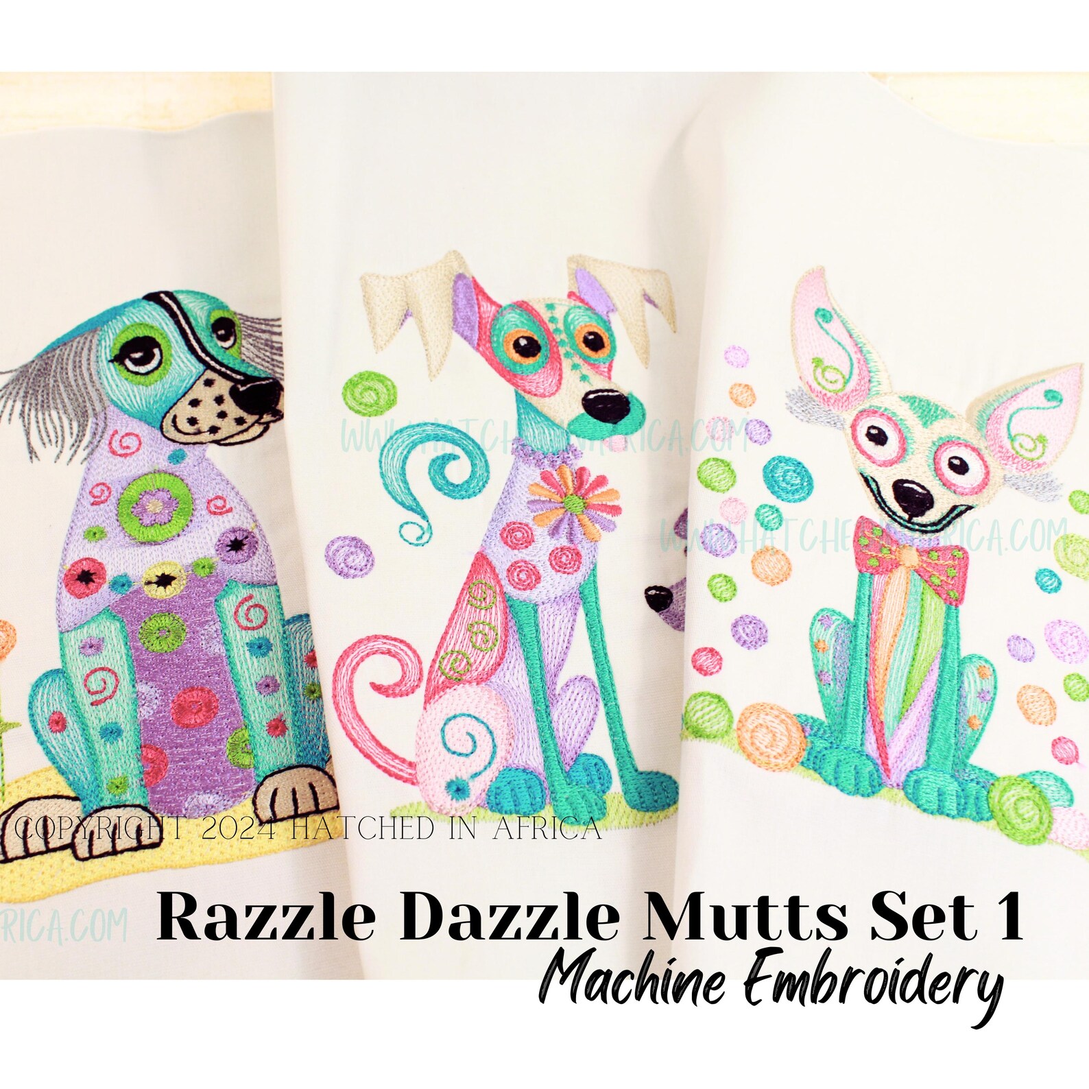 Razzle Dazzle Mutts Set 1 | Machine Embroidery Designs - Etsy