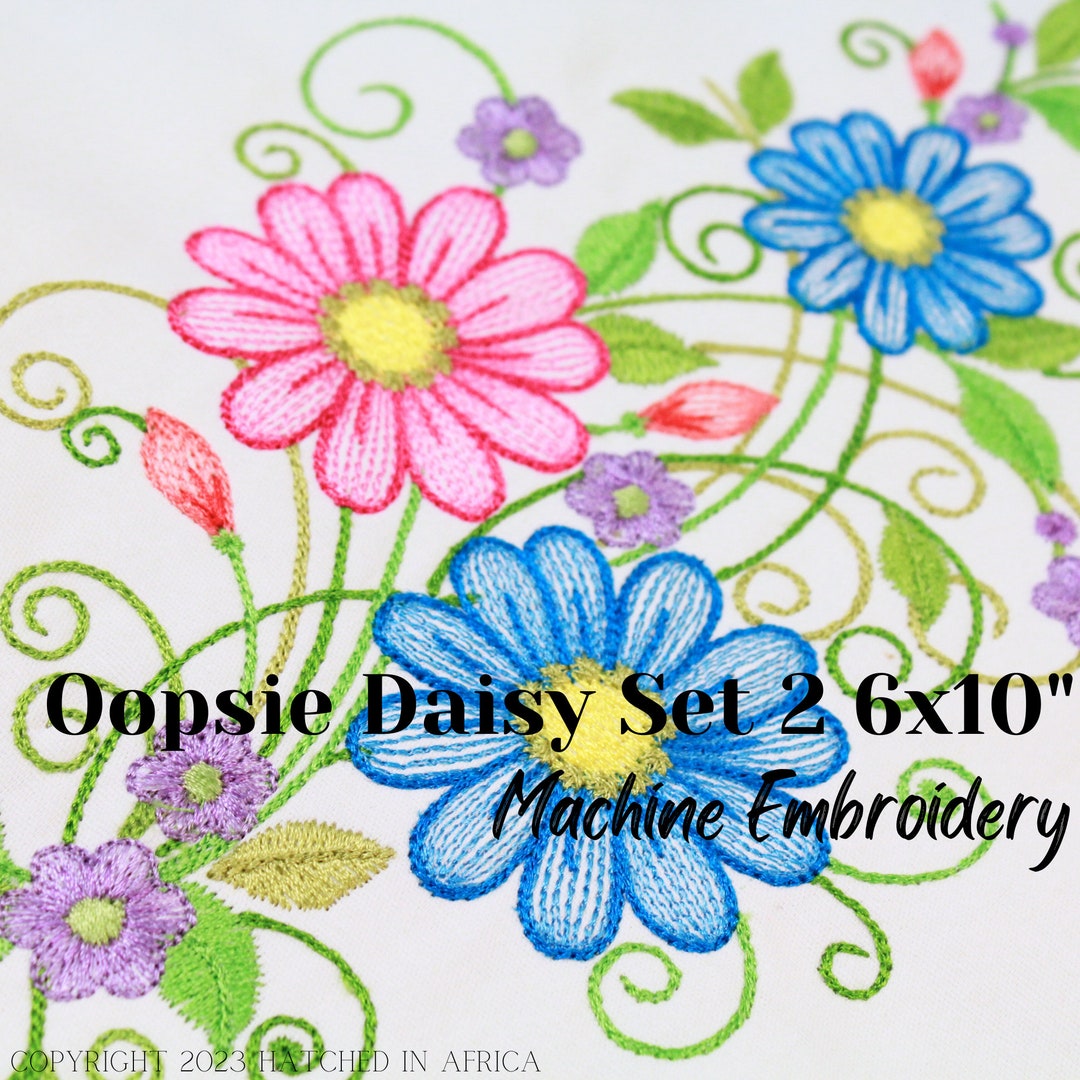 Oopsie Daisy Set 2 6x10 - Set of Machine Embroidery Designs - Etsy