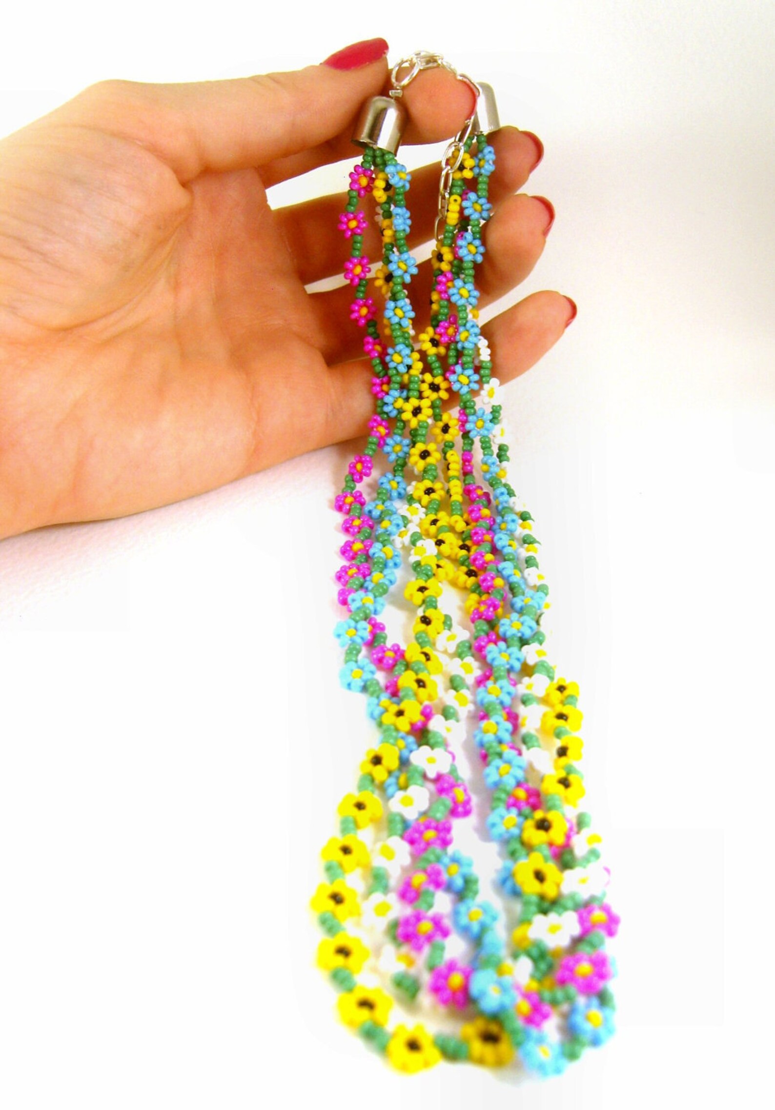 Floral Wreath Necklace Multistrand Flower Necklace Colorful | Etsy