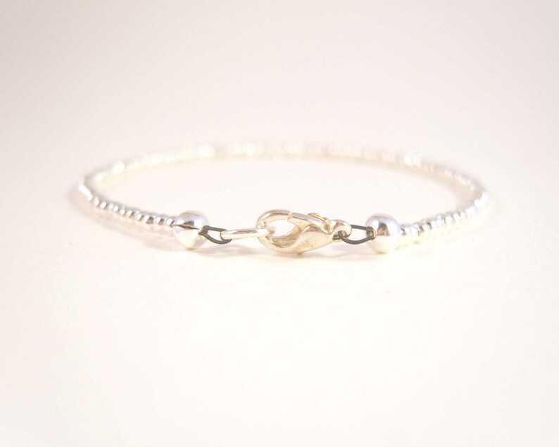 Simple Silver Bracelet Thin Bracelet Silver Bead Bracelet | Etsy