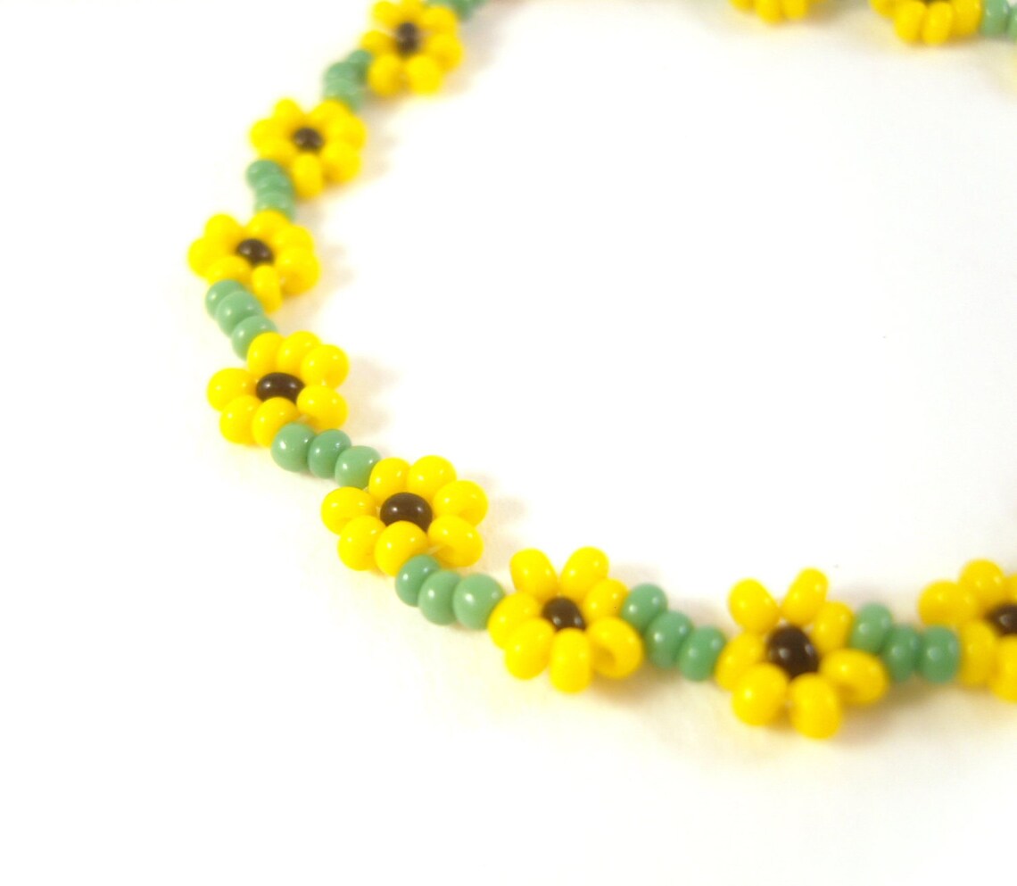 Childrens Sunflower Bracelet, Flower Girls Bracelet, Yellow Flower ...