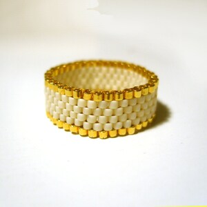 Seed Bead Ring : 24K Gold Plated Beaded Ring Delica 24ct Gold Seed Bead ...