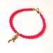 Beaded Lizard Bracelet, Neon Pink Bead Bracelet, Gold Gecko Charm ...