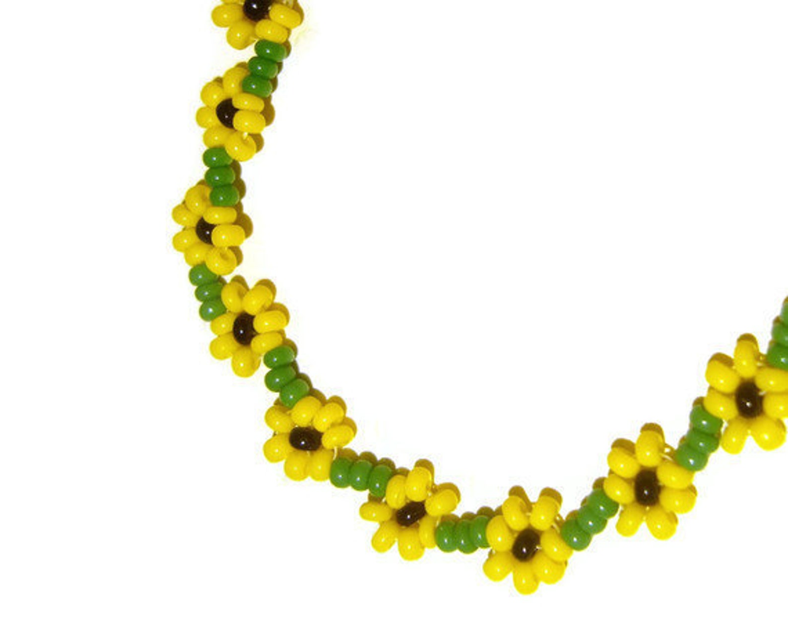 Beaded Sunflower Bracelet Seed Bead Bracelet Yellow Summer Fashion ...
