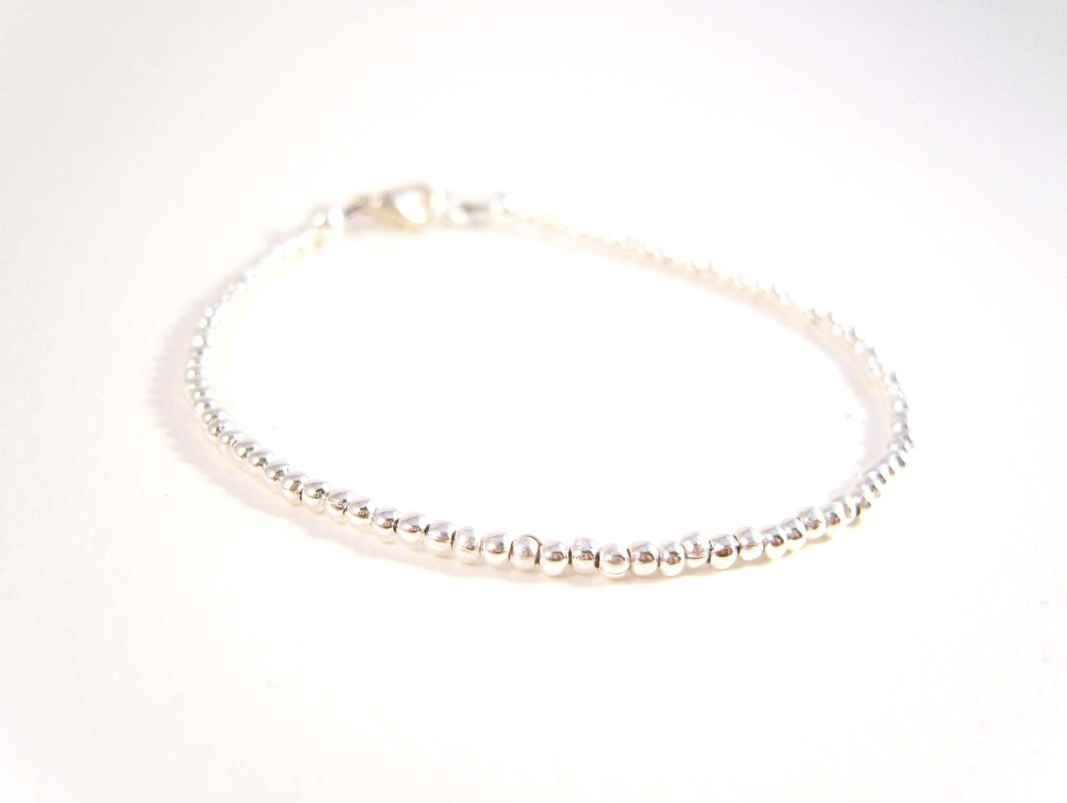 Simple Silver Bracelet Thin Bracelet Silver Bead Bracelet - Etsy