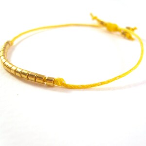 Yellow Friendship Bracelet, Gold Bead Bracelet, Cotton Cord Bracelet ...