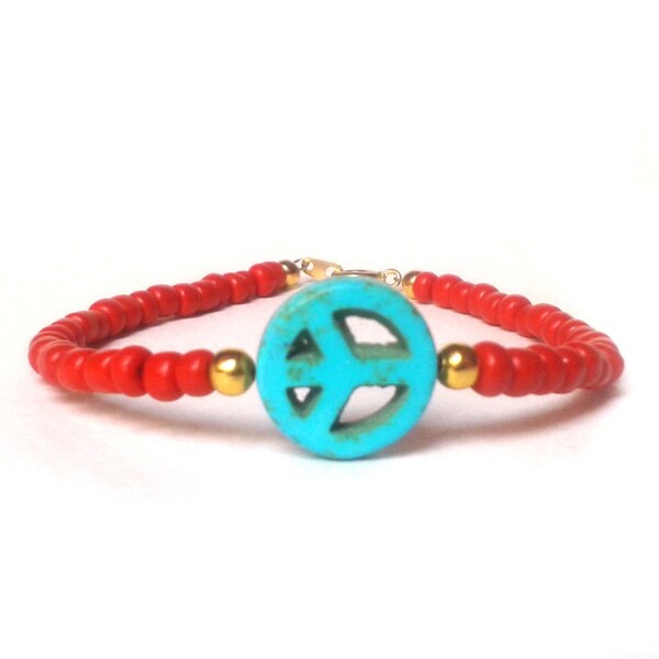 Turquoise Peace Sign - Etsy