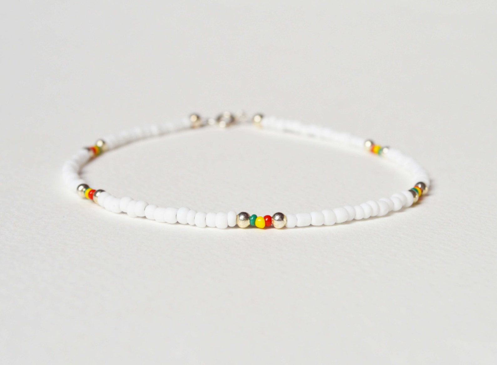 Beaded Rasta Anklet White Bead Anklet Reggae Ankle Bracelet | Etsy