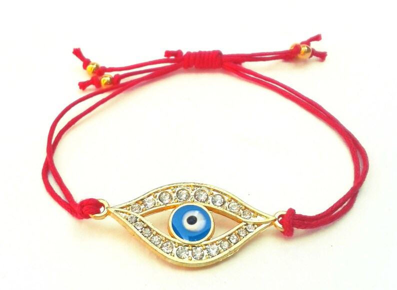 Evil Eye Bracelet, Red Cord Bracelet, Red and Gold Friendship Bracelet ...