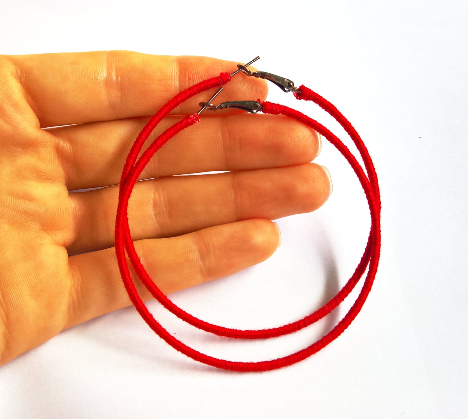 Red Hoop Earrings Large Hoops Oversized Earrings Woven Red - Etsy