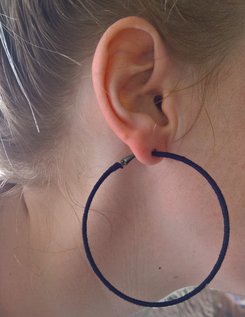 Navy Hoop Earrings Dark Blue Hoops Oversized Hoop Earrings - Etsy UK