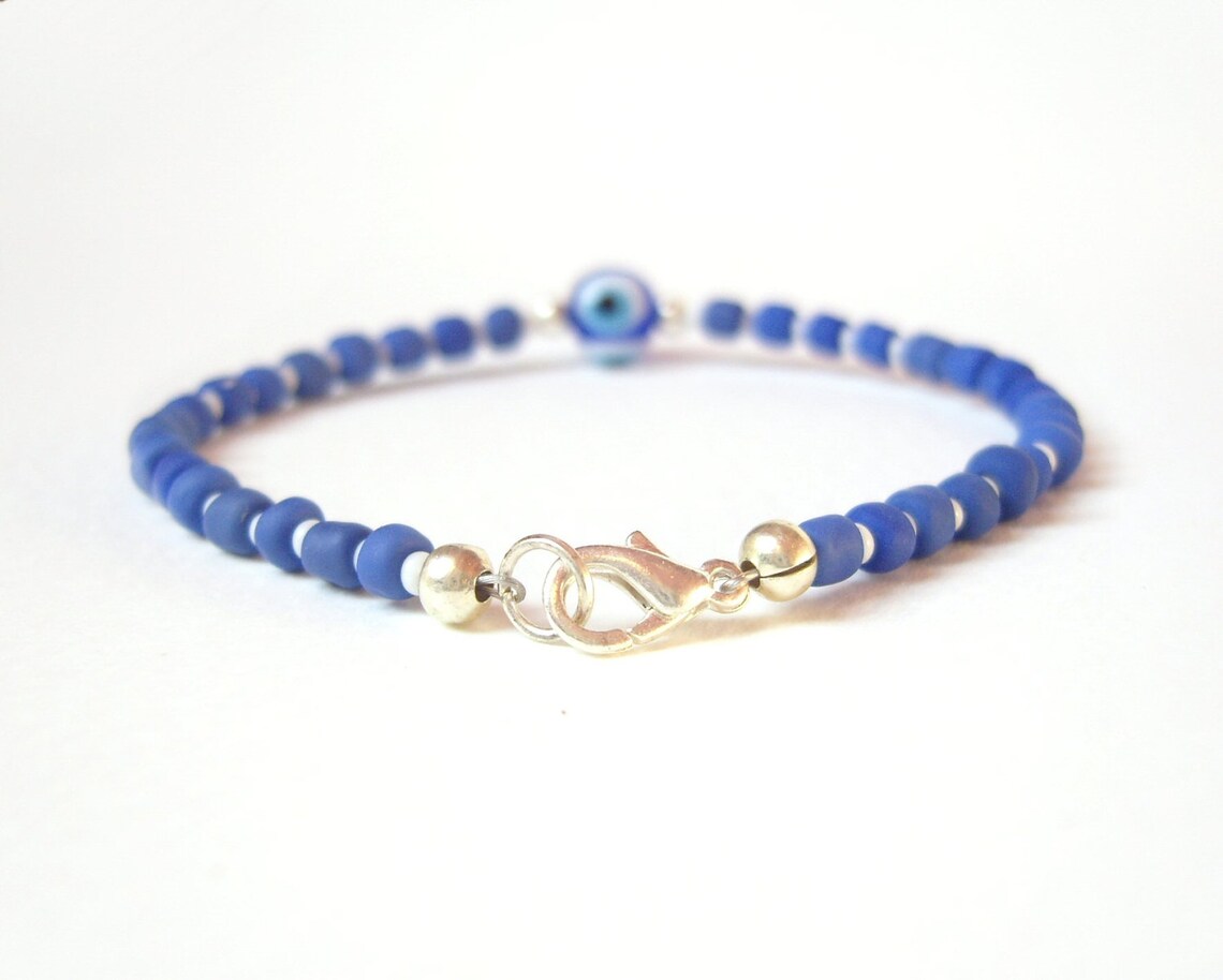 Turkish Eye Bracelet Blue Beaded Friendship Bracelet Evil - Etsy UK
