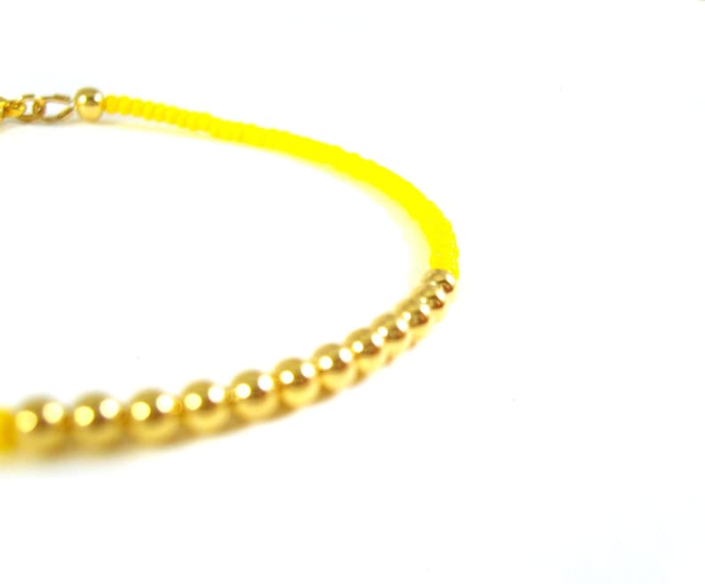 Bright Yellow Bracelet // Gold Fill Bead Bracelet in the UK - Etsy