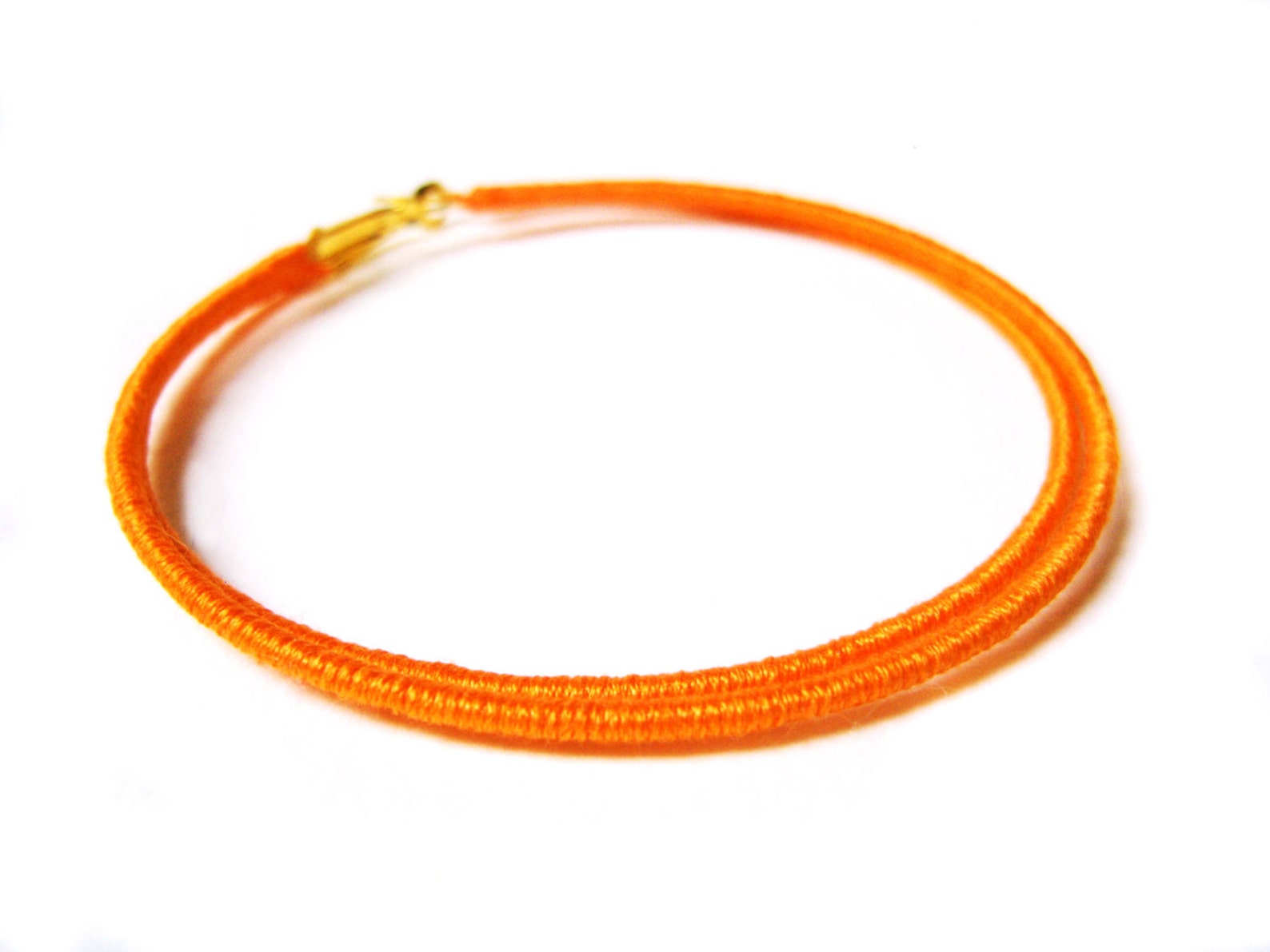 Orange Hoop Earrings, Large Hoops, Thread Wrapped Earrings, Lever Back ...