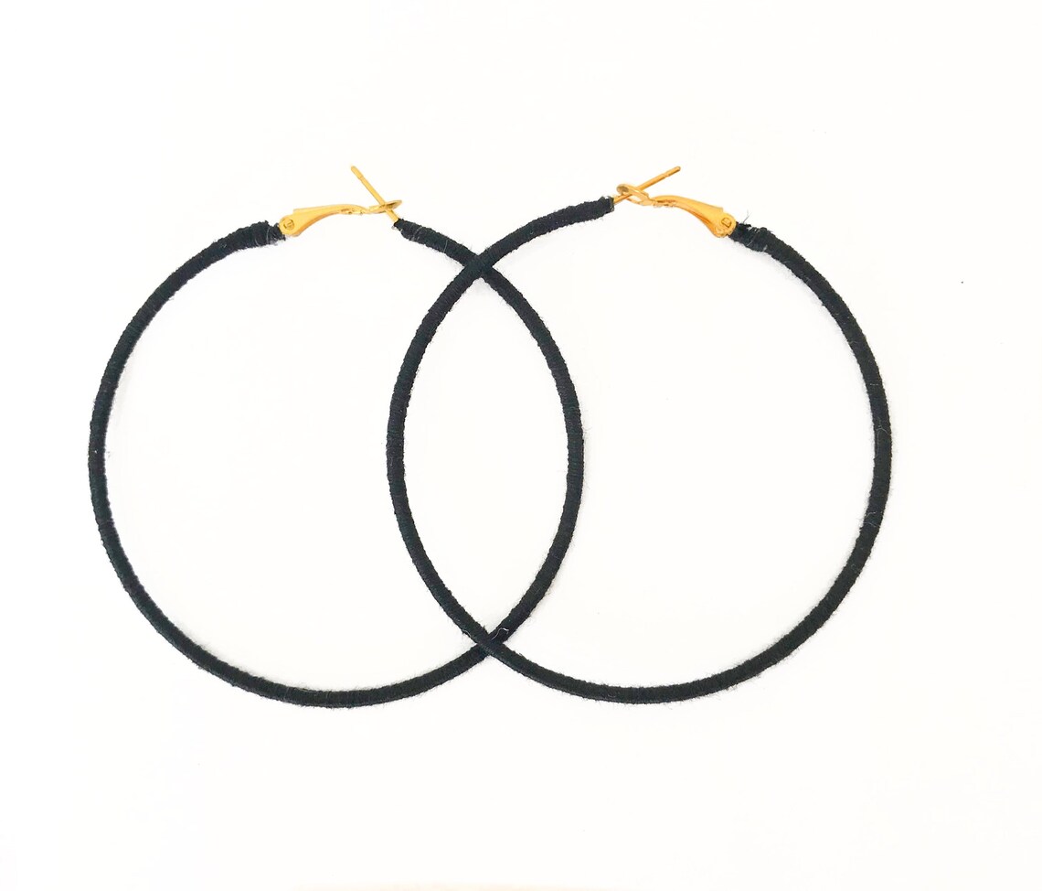Black Hoop Earrings, Black Hoops, Large Hoop Earrings, UK Seller - Etsy