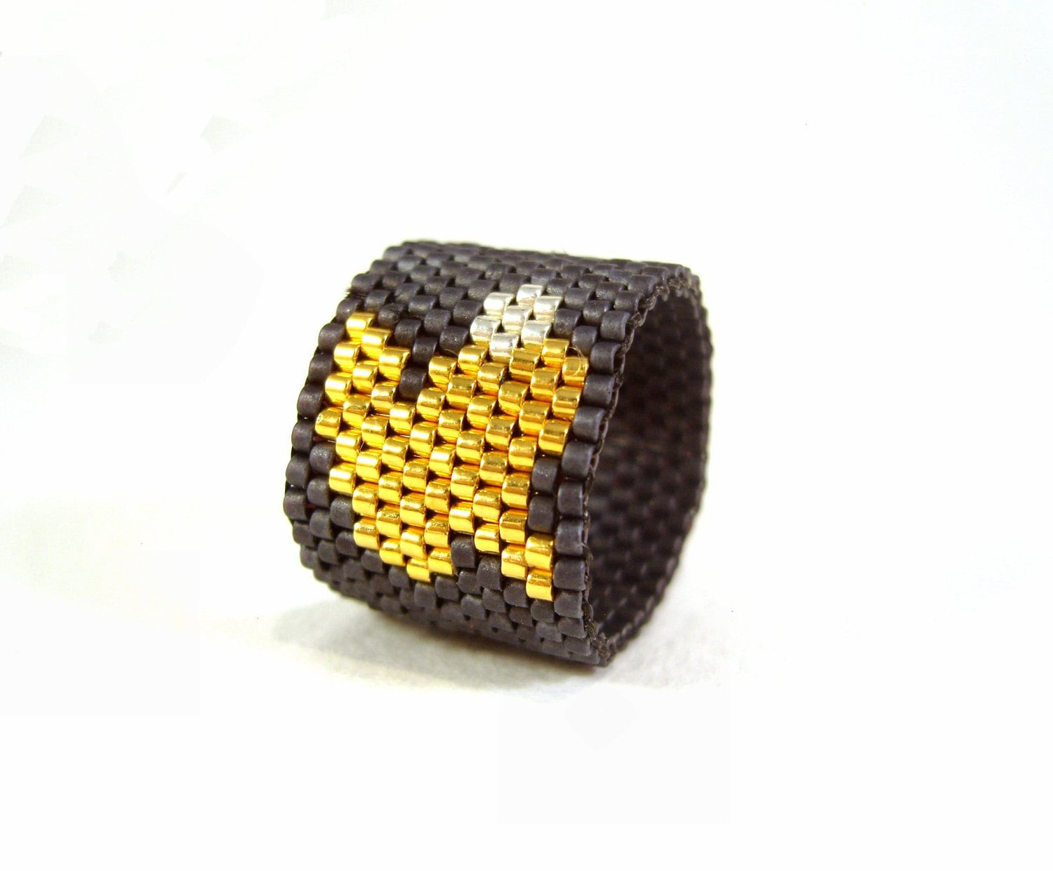 Gold Rabbit Ring: Seed Bead Bunny Rabbit Ring, Black Bunny Ring Animal ...