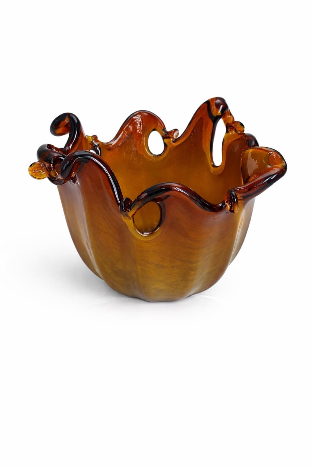 White Cristal Murano Brown Amber Art Glass Bowl – Hand Blown – 10” - Etsy