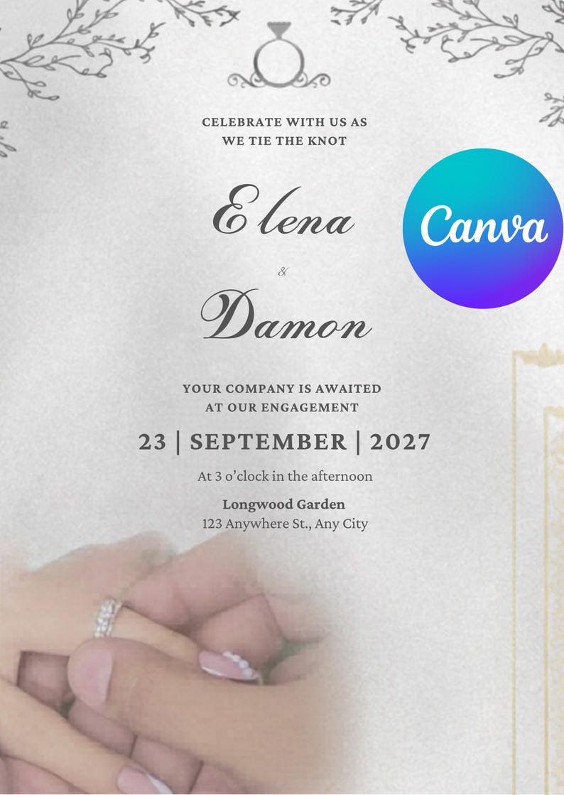 Engagement Invite, Canva Template, Instant Download, Digital Invite - Etsy