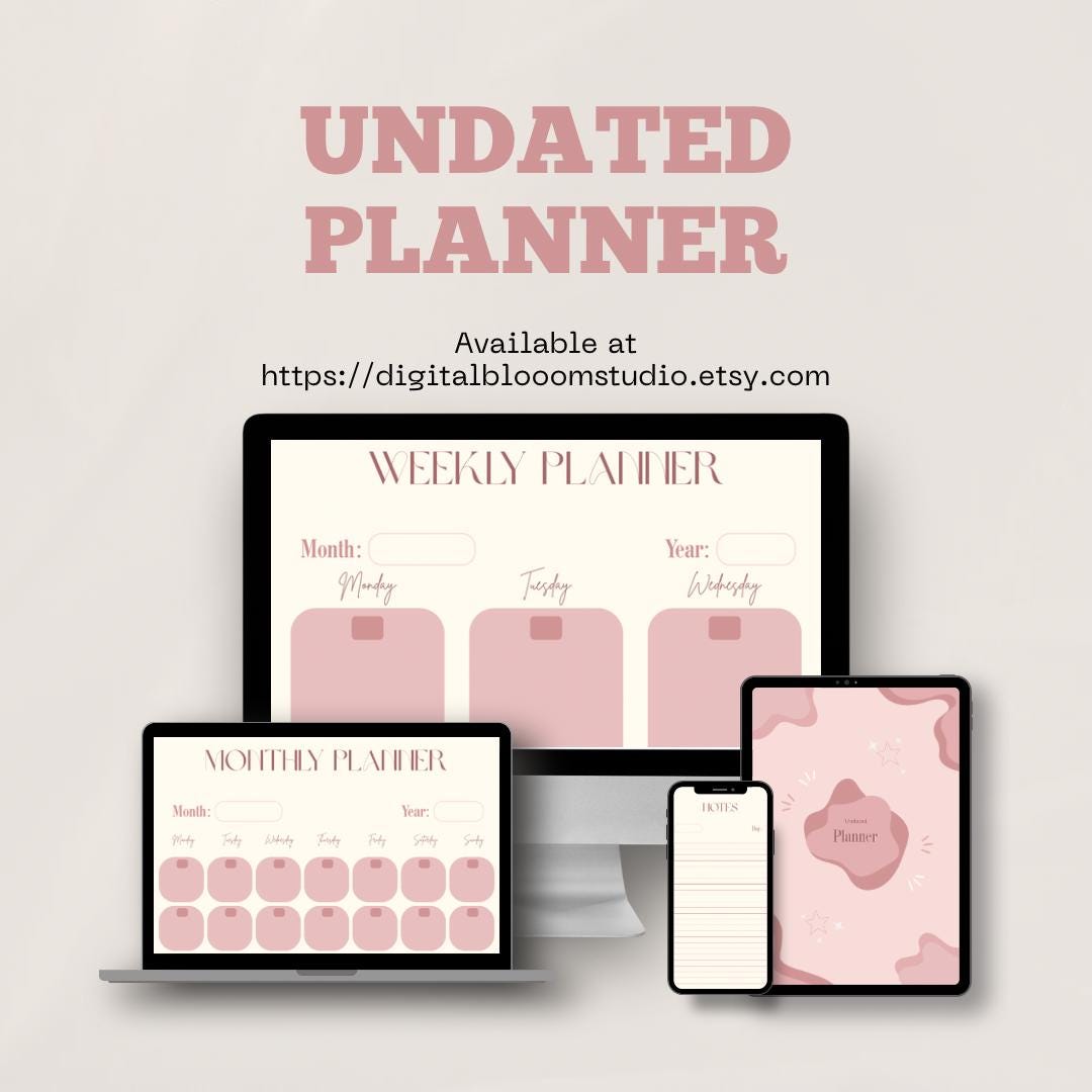 Undated Digital Planner Bundle | Annual, Monthly, Weekly & Daily ...