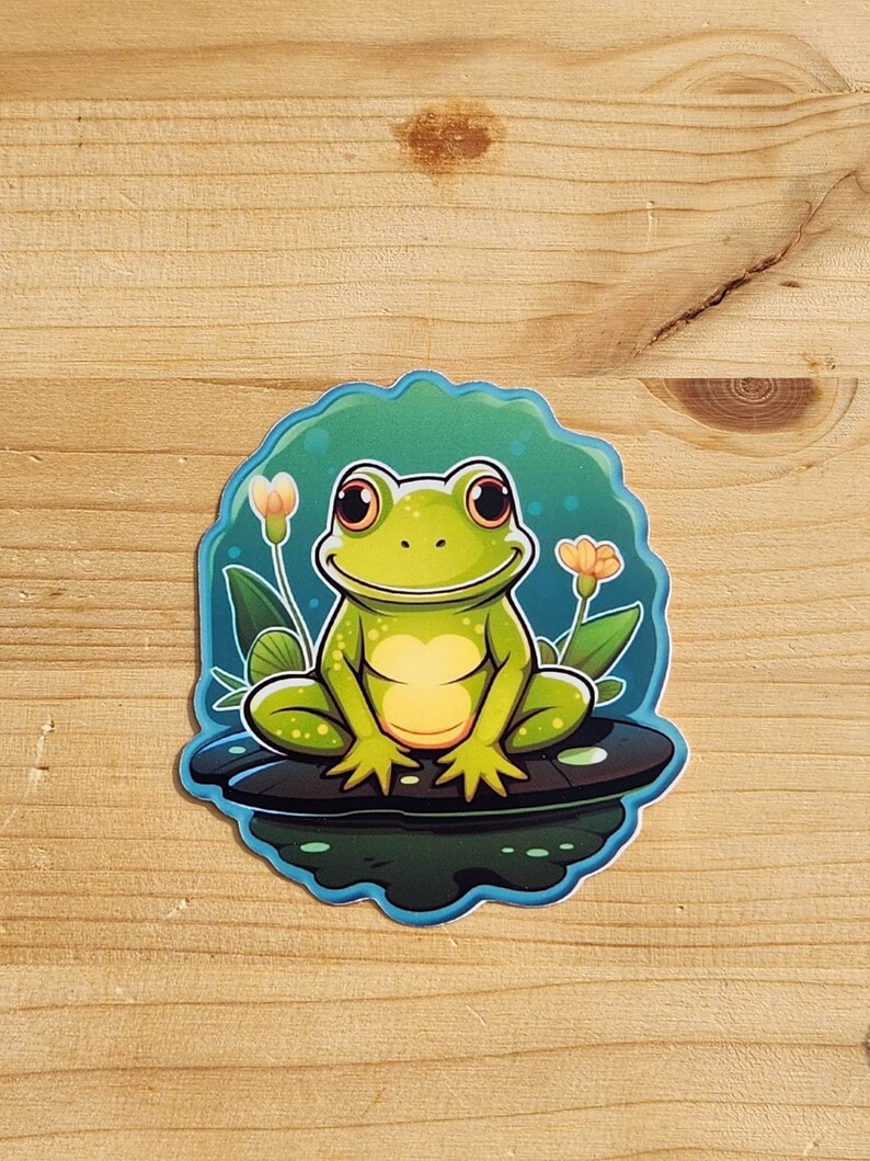 Happy Frog With Blue Background Sticker 3 Sticker - Etsy
