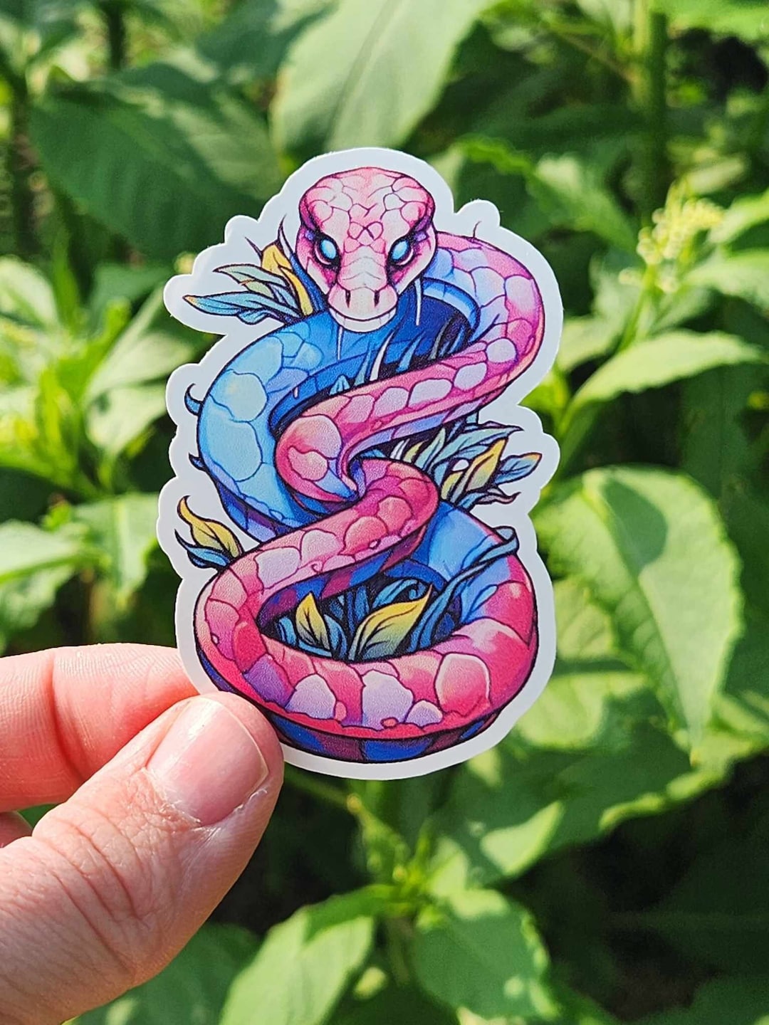 Pink and Blue Snake Sticker | 3" Sticker | Vinyl Decal | Water Bottle ...