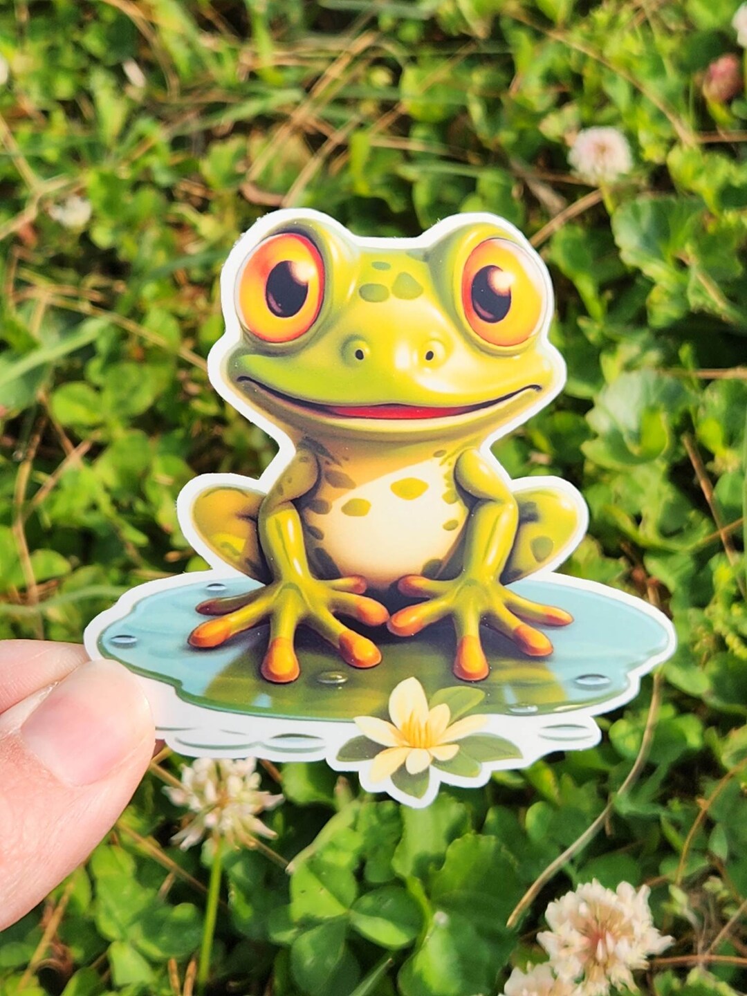 Happy Little Frog Sticker | 3" Sticker | Vinyl Decal | Water Bottle ...